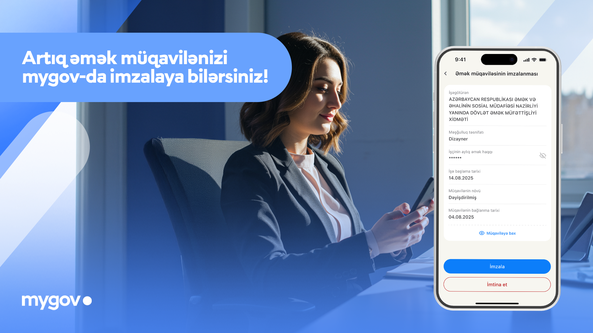 Vətəndaşlar əmək müqavilələrini artıq “mygov” platformasında imzalaya ...